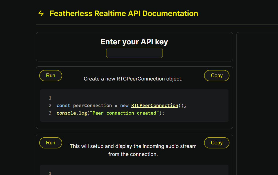 Featherless Realtime API Playground